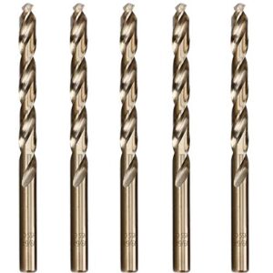 hymnorq m35 cobalt steel fractional 19/64 inch dia. x 4.37 inch long twist drill bit set of 5pcs, jobber length round shank, self-centering split point heat resistant for metalworking