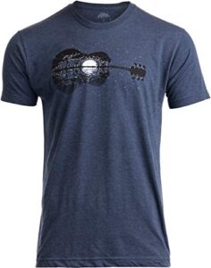 acoustic guitar moonrise | guitarist musician music player for man woman t-shirt-(adult,xl) vintage navy