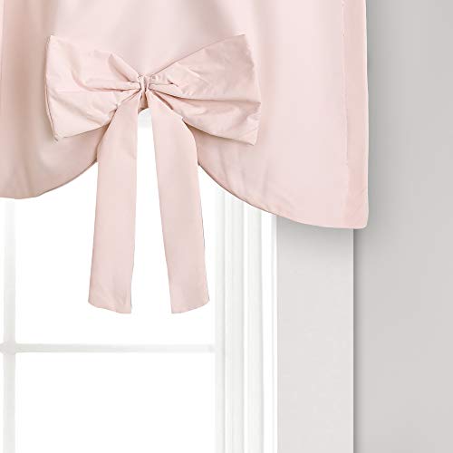 Lush Decor, Blush Melody Bow Window Curtain Valance, 18" x 52" + 2" Header