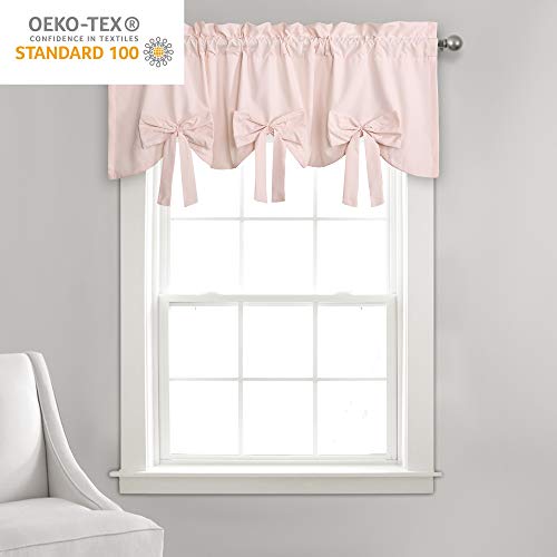 Lush Decor, Blush Melody Bow Window Curtain Valance, 18" x 52" + 2" Header