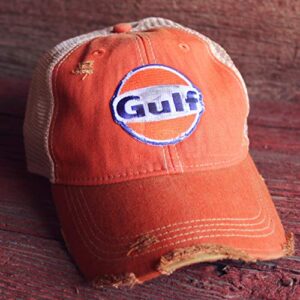 Gulf Distressed Vintage Adjustable Snapback Hat (Orange)