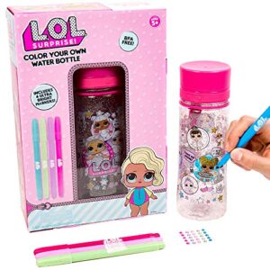 l.o.l. surprise!create your own color changing water bottle & color your water bottle,great for travel & road trips,sports & school, creative gift idea,arts & crafts activity kids ages 6,7,8,9,10-pink