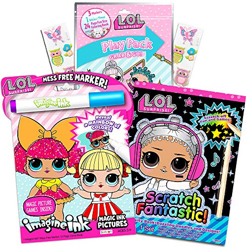 LOL Surprise Coloring and Activity Set Bundle Kids Toddlers -- LOL Surprise Mess-Free Coloring Book with Magic Pen, Scratch Art Book, Mini Coloring Book, and Owl Stickers (LOL Surprise Party Supplies)