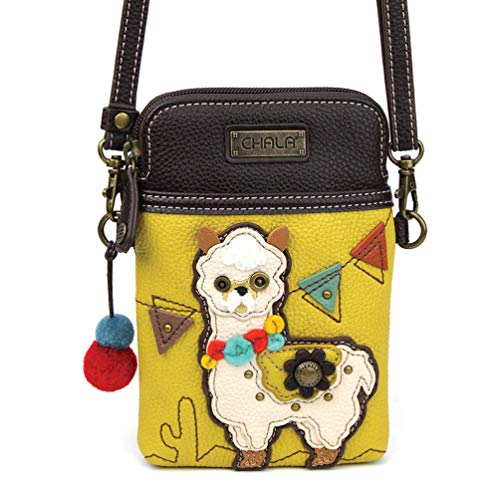 CHALA Crossbody Cell Phone Purse - Women PU Leather Multicolor Handbag with Adjustable Strap - Llama Mustard