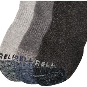 Merrell Men's Wool Blend Cushioned Hiker Casual Sock, Charcoal Black Assorted, 13-15 US