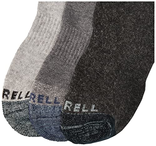 Merrell Men's Wool Blend Cushioned Hiker Casual Sock, Charcoal Black Assorted, 13-15 US