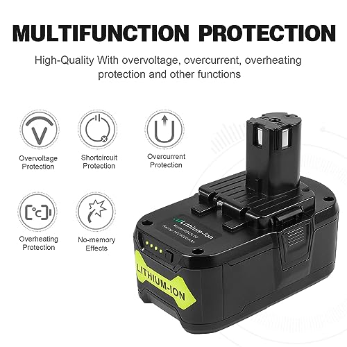 ARyee 6.0Ah 18V Li-ion Replacement Battery for Ryobi All 18V Lithium Battery P102 P103 P105 P107 P106 P108 P109 Ryobi ONE+ Cordless Power Tool