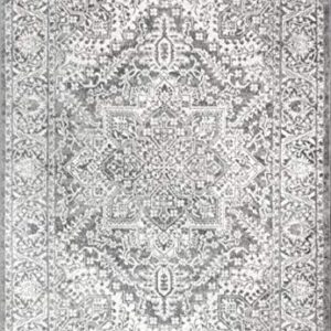 JONATHAN Y MDP100A-8 Modern Persian Vintage Medallion Indoor Area -Rug Country Floral Easy -Cleaning Bedroom Kitchen Living Room, 8 X 10, Light Grey