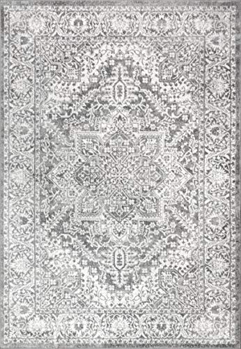 JONATHAN Y MDP100A-8 Modern Persian Vintage Medallion Indoor Area -Rug Country Floral Easy -Cleaning Bedroom Kitchen Living Room, 8 X 10, Light Grey