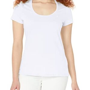 Nautica Women's Easy Comfort Scoop Neck Supersoft 100% Cotton Solid T-Shirt, Bright White, Large