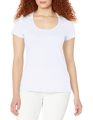 Nautica Women's Easy Comfort Scoop Neck Supersoft 100% Cotton Solid T-Shirt, Bright White, Large