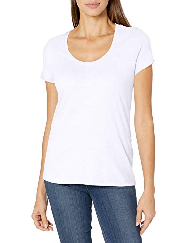 Nautica Women's Easy Comfort Scoop Neck Supersoft 100% Cotton Solid T-Shirt, Bright White, Large