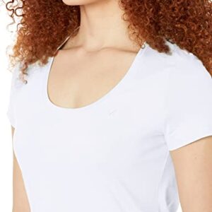 Nautica Women's Easy Comfort Scoop Neck Supersoft 100% Cotton Solid T-Shirt, Bright White, Large