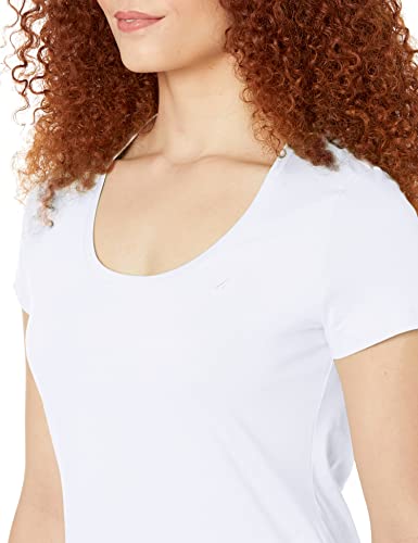 Nautica Women's Easy Comfort Scoop Neck Supersoft 100% Cotton Solid T-Shirt, Bright White, Large