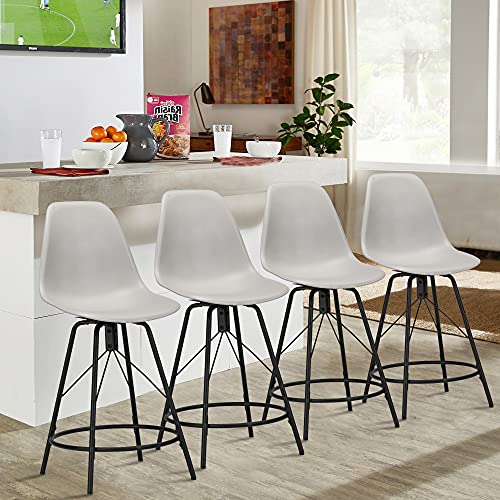 HAOBO Home Swivel Metal Bar Stool Counter Stools[Set of 4] for Indoor/Outdoor Dining Office Chair (Swivel 26" Gray)