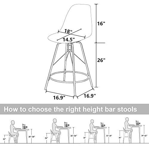 HAOBO Home Swivel Metal Bar Stool Counter Stools[Set of 4] for Indoor/Outdoor Dining Office Chair (Swivel 26" Gray)