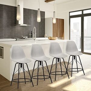 HAOBO Home Swivel Metal Bar Stool Counter Stools[Set of 4] for Indoor/Outdoor Dining Office Chair (Swivel 26" Gray)