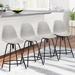 HAOBO Home Swivel Metal Bar Stool Counter Stools[Set of 4] for Indoor/Outdoor Dining Office Chair (Swivel 26" Gray)