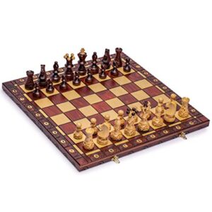 Husaria European International Wooden Chess Game Set - Ambassador - 21.7 Inches - Large-Size Chess Set with Handcrafted Chessmen and Felted Folding Board