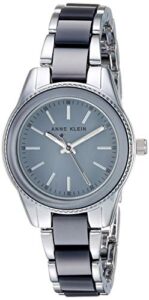 anne klein women's silver-tone and grey resin bracelet watch