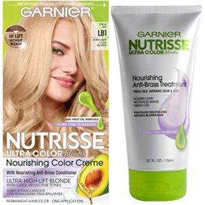 garnier nutrisse ultra color hair color and anti-brass treatment, lb1 ultra light cool blonde, pack of 1