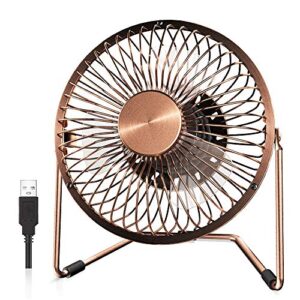 easyacc 6 inch usb desk fan,small and quiet,powerful usb powered portable fan,strong airflow,mini metal usb fan,360°rotation,personal cooling fan with 2 speed for home office,bronze(usb powered only)