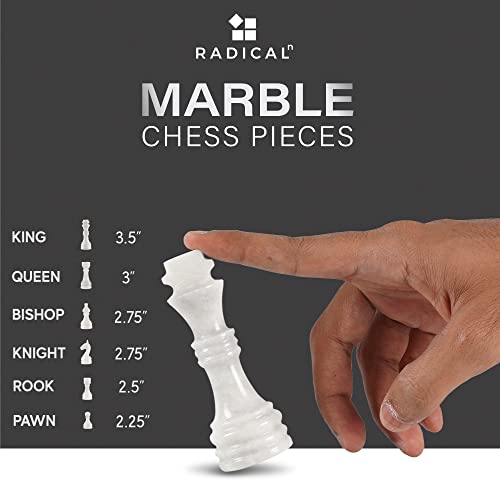 RADICALn 15 Inches Handmade Marble Black and White Weighted Full Chess Game Set with Storage Box Chess Sets for Adults