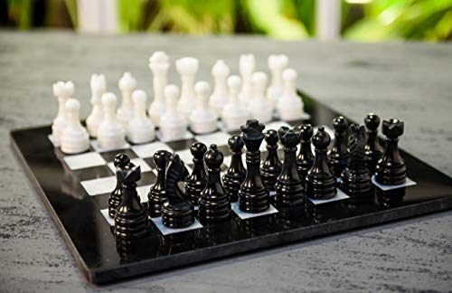 RADICALn 15 Inches Handmade Marble Black and White Weighted Full Chess Game Set with Storage Box Chess Sets for Adults