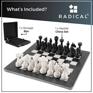 RADICALn 15 Inches Handmade Marble Black and White Weighted Full Chess Game Set with Storage Box Chess Sets for Adults