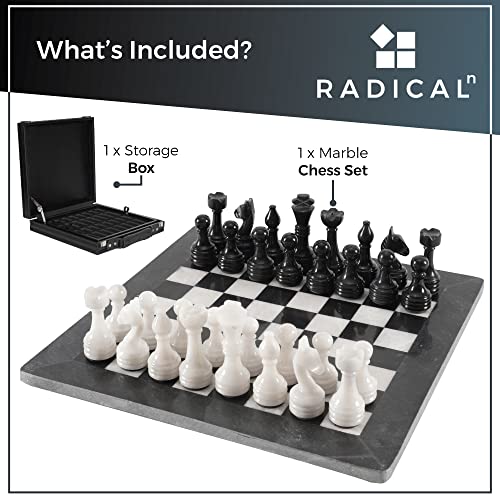 RADICALn 15 Inches Handmade Marble Black and White Weighted Full Chess Game Set with Storage Box Chess Sets for Adults