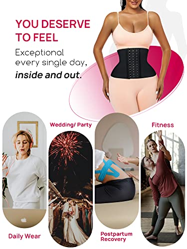 Atbuty Short Torso Waist Trainers Cincher Corset Underbust Body Shaper Latex Sport Girdle (Black (9'' Short Torso, 9 Steel Bones), XS)