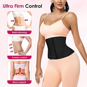 Atbuty Short Torso Waist Trainers Cincher Corset Underbust Body Shaper Latex Sport Girdle (Black (9'' Short Torso, 9 Steel Bones), XS)