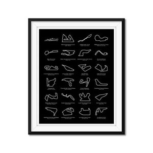 f1 race track poster intended for formula 1 racing fans for 2023 circuits gift print wall art handmade decor: portrait black, 8x10" satin print (unframed)