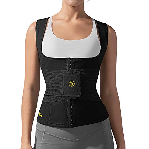 HOT SHAPERS Cami Hot Waist Cincher with Waist Trainer and Shaper for Women – Workout Sweat Vest – Sauna Suit for Slimming Weight Loss Workouts – an Hourglass Stomach Compression Girdle (Black, 2XL)