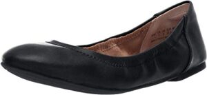 amazon essentials women's belice ballet flat, black faux leather, 9 wide