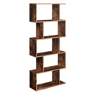 vasagle bookcase, 5-tier bookshelf, display shelf and room divider, freestanding decorative storage shelving, rustic brown ulbc62bx