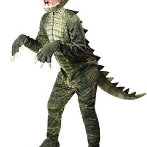 Kids Dangerous Alligator Costume Boys, Green Reptile Hooded Jumpsuit Halloween Outfit Small