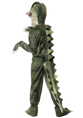 Kids Dangerous Alligator Costume Boys, Green Reptile Hooded Jumpsuit Halloween Outfit Small