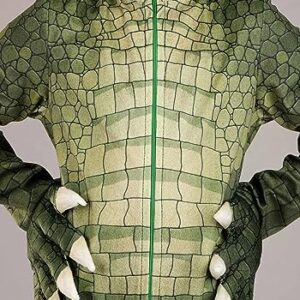 Kids Dangerous Alligator Costume Boys, Green Reptile Hooded Jumpsuit Halloween Outfit Small