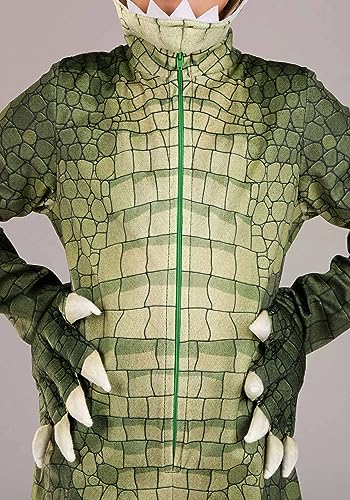 Kids Dangerous Alligator Costume Boys, Green Reptile Hooded Jumpsuit Halloween Outfit Small