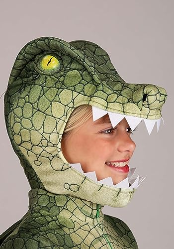 Kids Dangerous Alligator Costume Boys, Green Reptile Hooded Jumpsuit Halloween Outfit Small