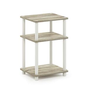 furinno just 3-tier turn-n-tube end table / side table / night stand / bedside table with plastic poles, 1-pack, sonoma oak/white