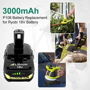 Amsbat 2 Pack P102 3000mAh Battery Replacement for Ryobi 18V Battery Compatible with P108 P103 P105 P107 P109 P104 Ryobi 18V Lithium Battery