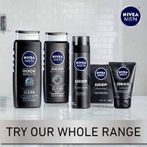 Nivea Men DEEP Cleansing Beard and Face Wash, Enriched with Natural Charcoal, 3 Pack of 3.3 Fl Oz Tubes