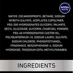 Nivea Men DEEP Cleansing Beard and Face Wash, Enriched with Natural Charcoal, 3 Pack of 3.3 Fl Oz Tubes