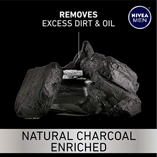 Nivea Men DEEP Cleansing Beard and Face Wash, Enriched with Natural Charcoal, 3 Pack of 3.3 Fl Oz Tubes