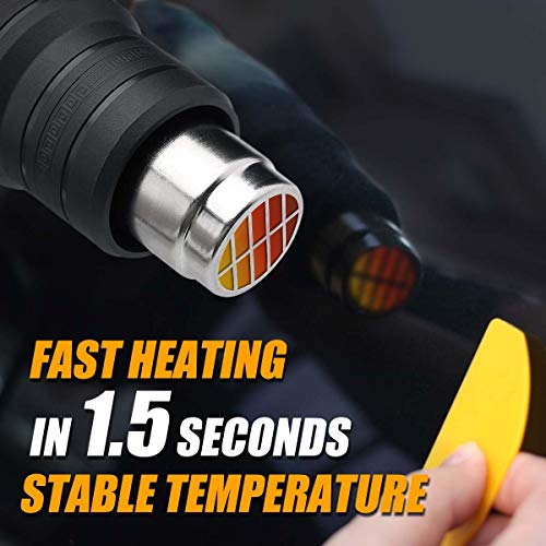 Heat Gun Kit 1500W with Dual-Temperature 5 Nozzles,Hot Air Gun 122ᵒF-1022ᵒF Heating in Seconds for DIY Shrink PVC Tubing/Wrapping/Crafts,Stripping Paint (1500W 2 Gears Temp Setting)