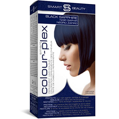 Smart Beauty Blue Black Hair Dye Permanent with Plex Anti-Breakage Technology that Protects Rebuilds Restores Hair Structure, Permanent Hair Colour, 100% Hair Grey Coverage, Vegan, Cruelty Free