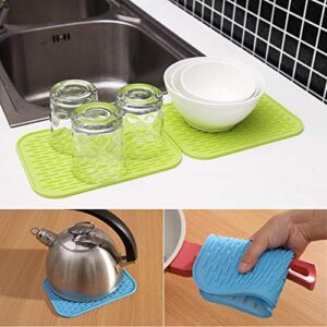 4PCS Premium Silicone Dish Drying Mat, Thicken Heat Resistant Mat Dish Draining Mat for Kitchen Sink Organizer Countertop Protection Trivet Each 8.76.3 inch