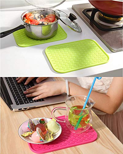 4PCS Premium Silicone Dish Drying Mat, Thicken Heat Resistant Mat Dish Draining Mat for Kitchen Sink Organizer Countertop Protection Trivet Each 8.76.3 inch